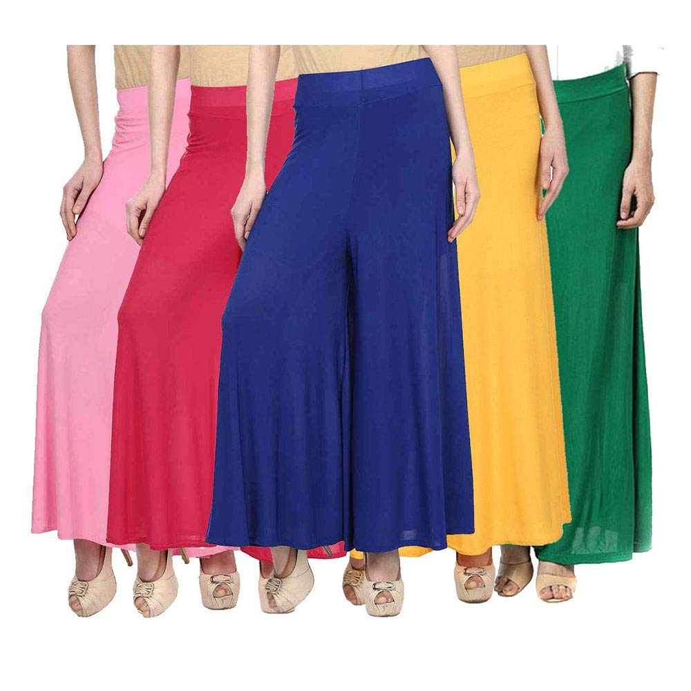 Pack of 5 Palazzo Plazo Free Size for Women Relaxed Bottom Adult ...