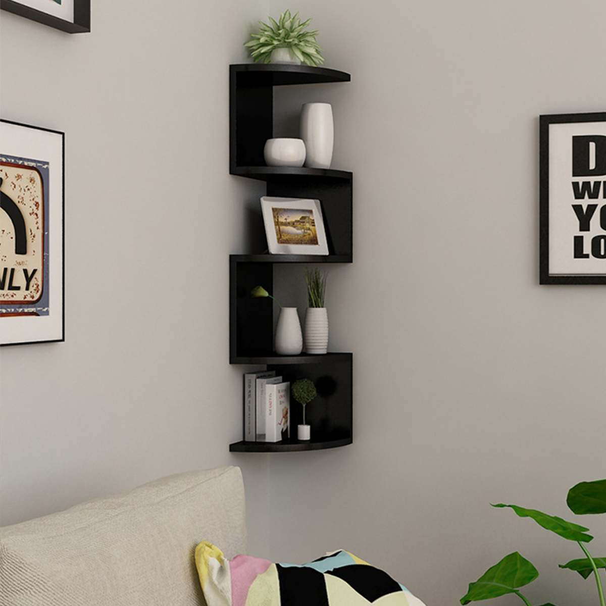PAKWOOD 5 Layer DIY Wall Mounted Shelves Wall Mounted Corner Storage ...