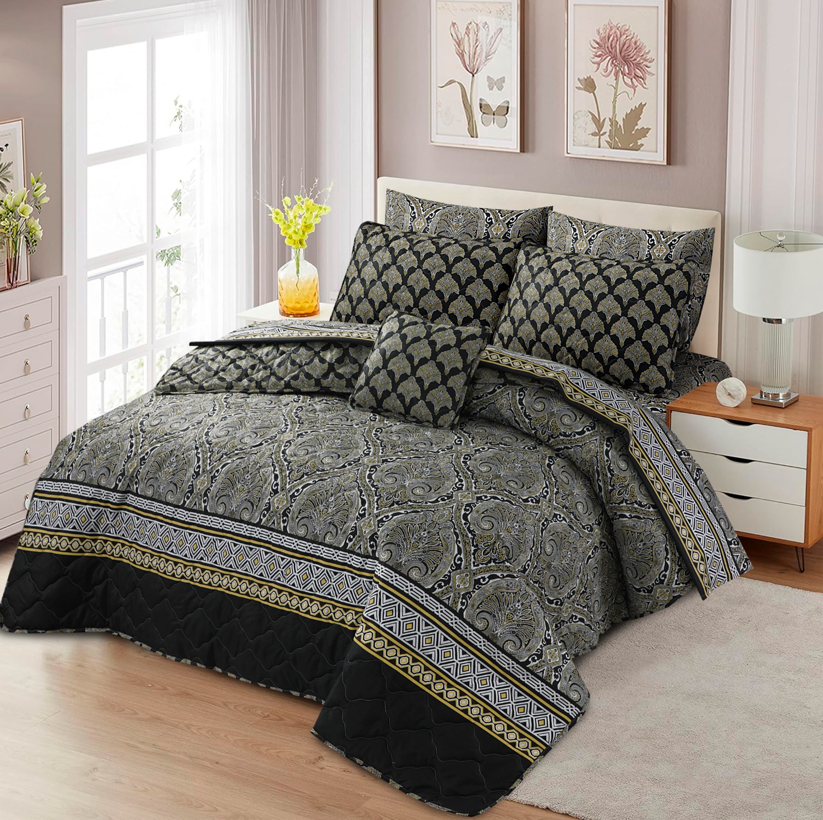 7pcs Cotton Comforter Sets | Daraz.pk