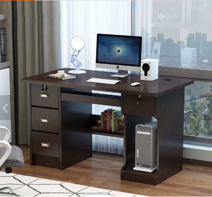 Home Office Desk ,4 Drawer Simple Study Black Desktop Table Bedroom ...