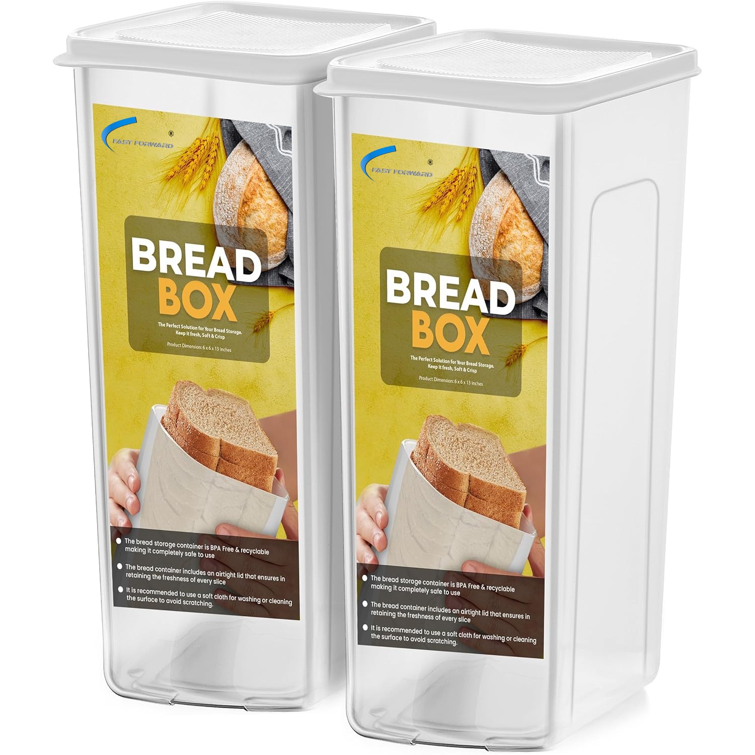 Fast Forward Bread Box for Kitchen & Countertops - Bread Holder, Bread ...