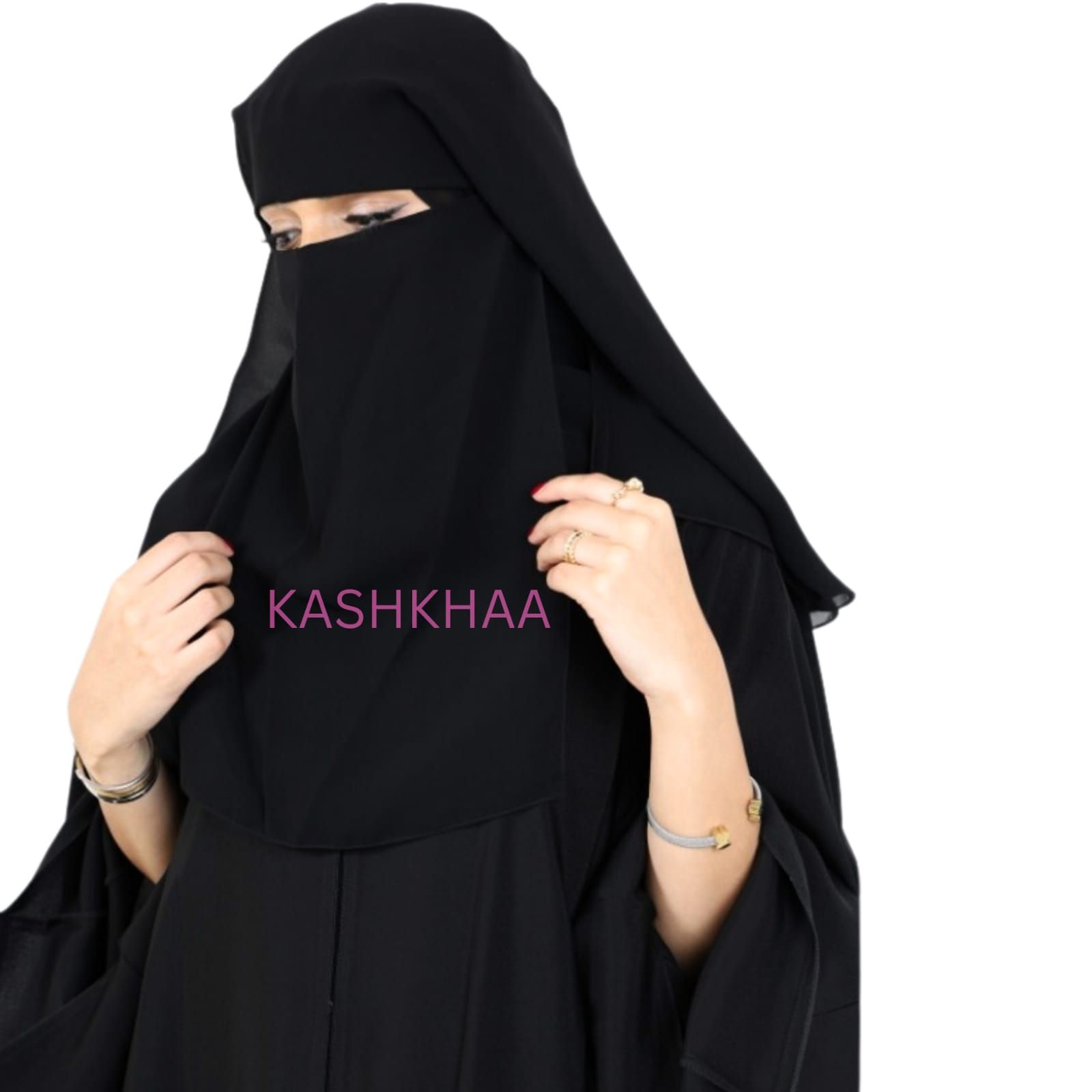 Saudi Arabic Soft Chiffon Niqab 3 Layer Niqab with Side Elastic ...