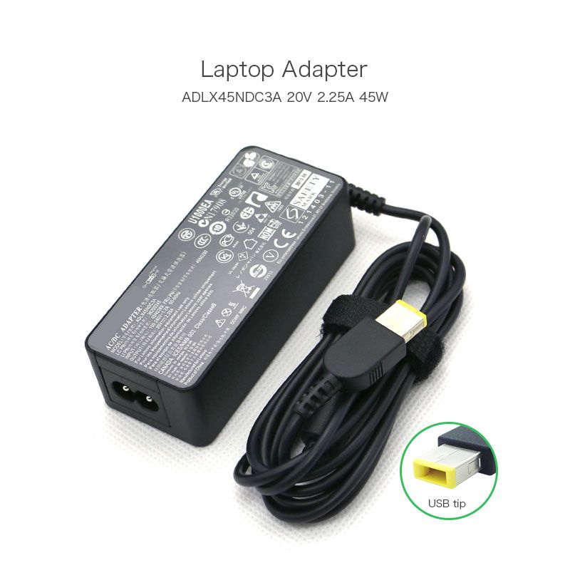 Lenovo Square Pin Laptop Charger 20v 2.25a 45w Without Power Cable ...