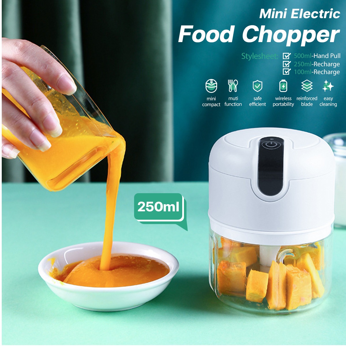 Mini Electric Garlic Slicer - Mini Electric Chopper - Mini Manual ...
