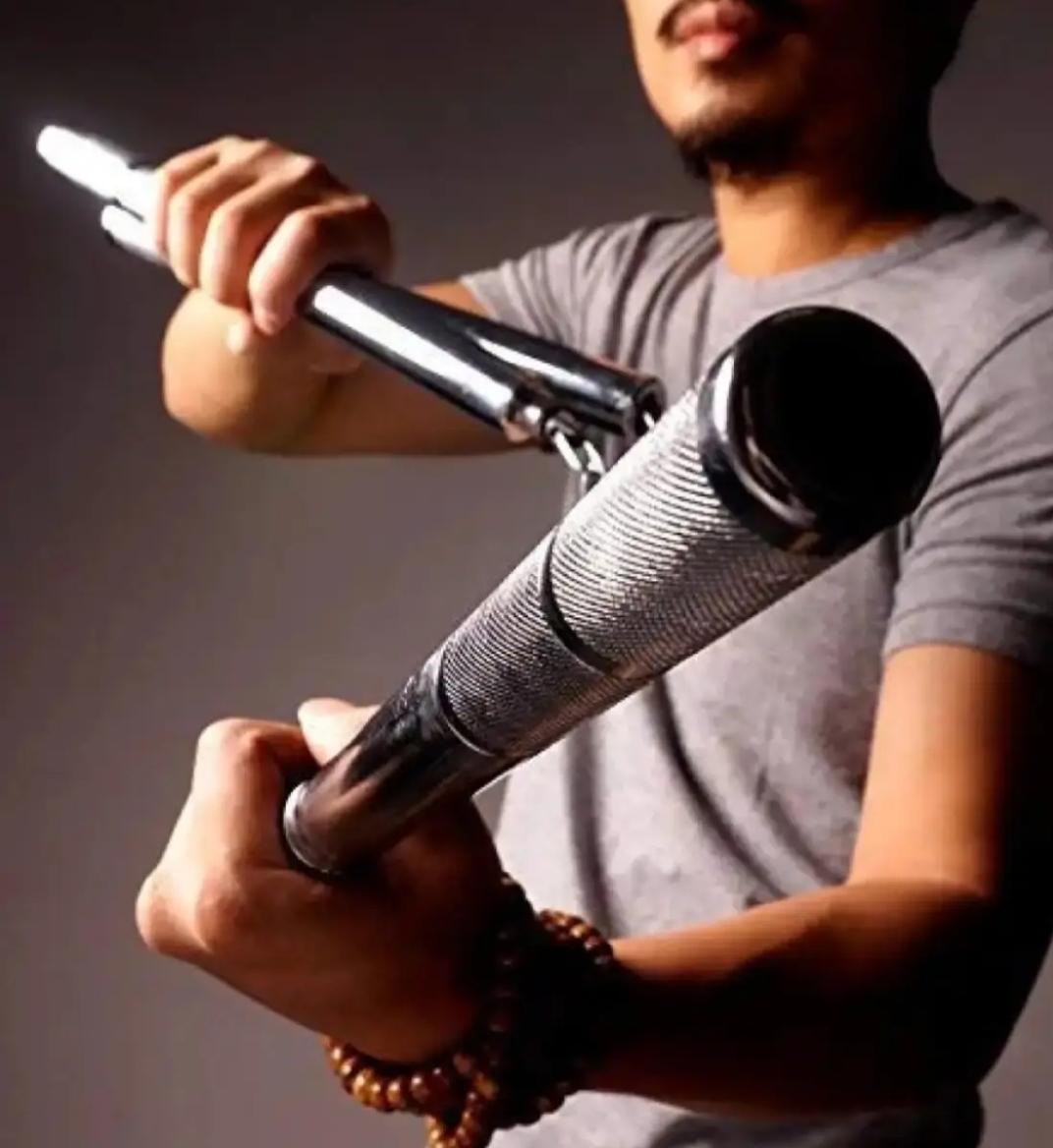 Foldable, Karate Stick (Silver), Martial Art Nunchakus Beginners ...