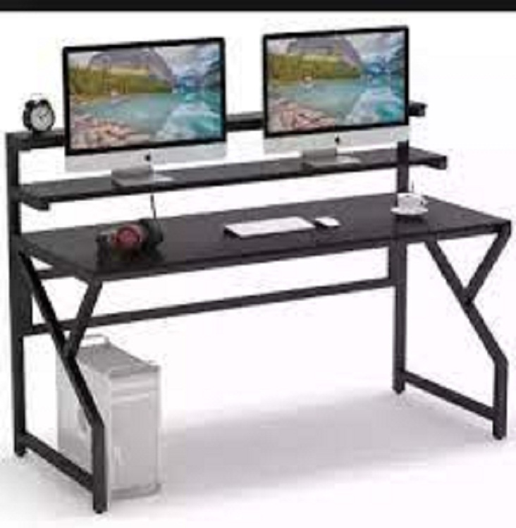 Computer Desk with Monitor Stand 56 Inch Large Modern Office Desk Gaming Table Studying Writing ...
