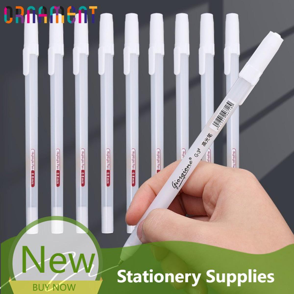 0.8mm White Hightlighter Pen Paint Scribble Pen Hand-painted Gel-Pen ...