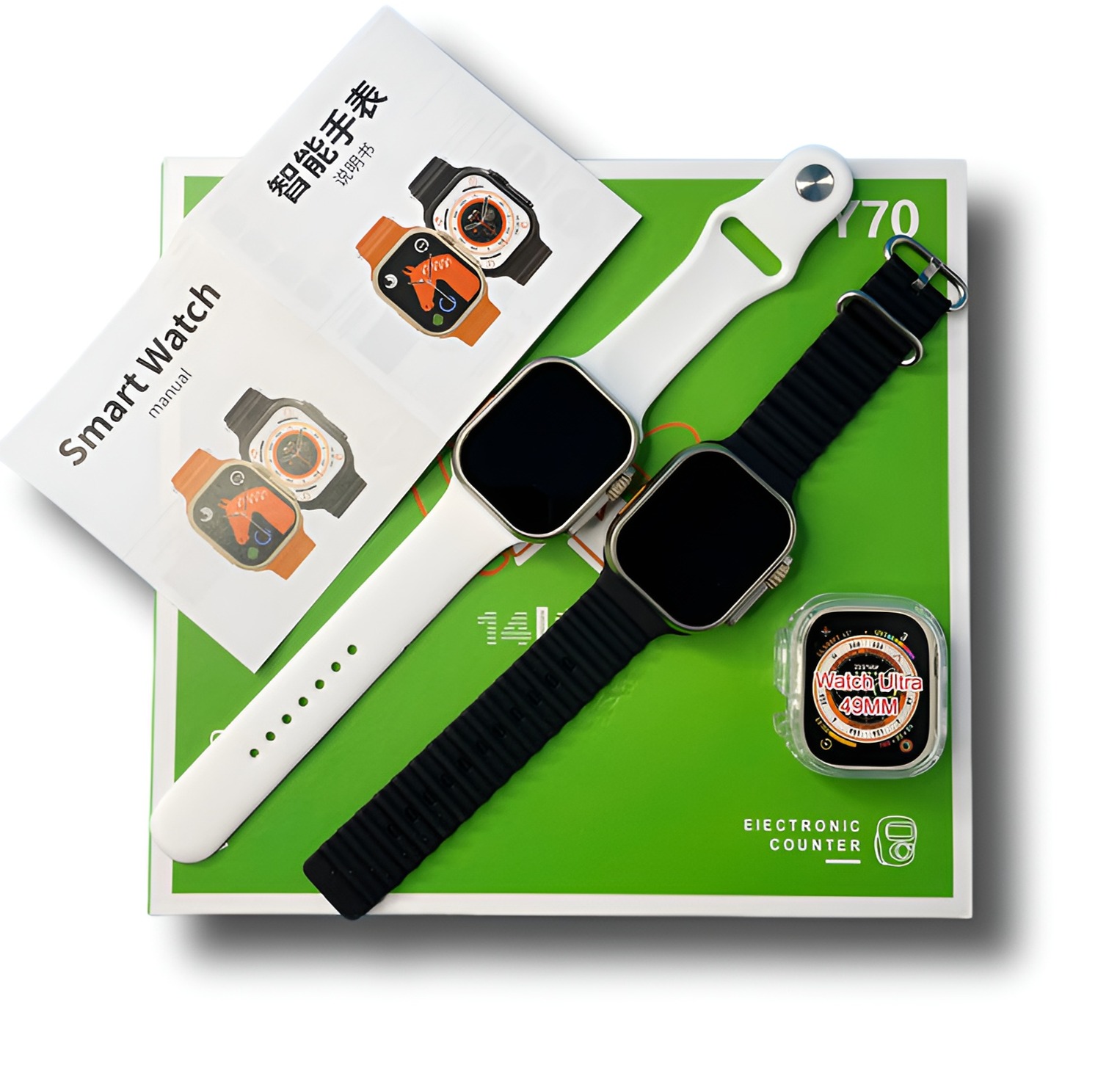 Y70 Ultra Smart Watch , With 2 Watches - 12 Straps - Tasbee Counter ...