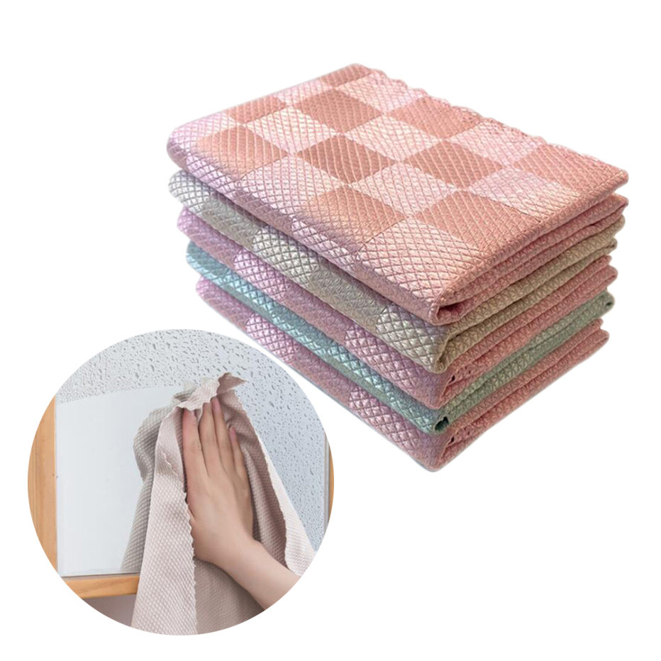 1/3pcs Kitchen Rags Traceless Glass Wipe Towel Microfiber Cleaning ...