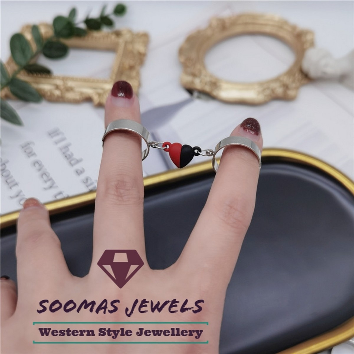 2Pcs Heart Magnet Couple Rings For Lovers Soomas Jewels Magnetic Heart ...