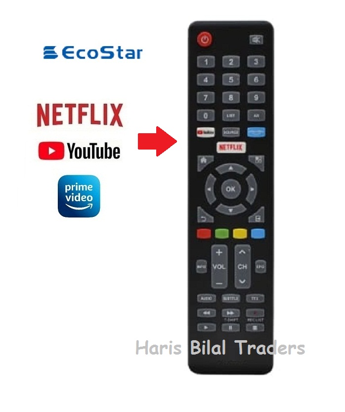 EcoStar Remote For Smart LED TV with YouTub & Netflex Button | Daraz.pk