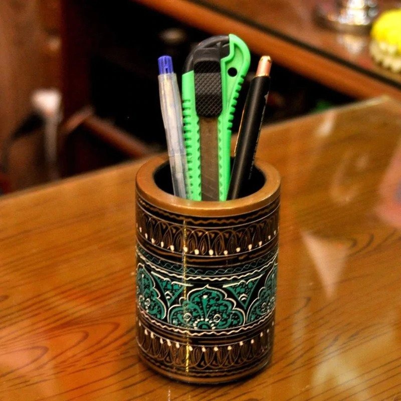 Handmade Wooden Pen Holder | Unique Wooden Pen Jar with handpainting ...