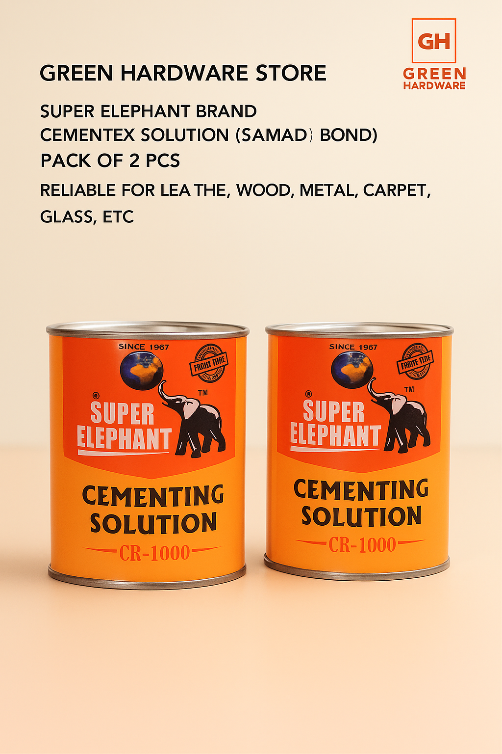 2pcs of Cementing Solution (SAMAD BOND) Super Elephant CR-1000 Adhesive ...