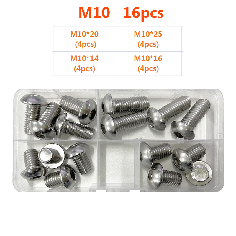 Hexagon Hex Socket Button Head Screws Set M2 M2.5 M3 M4 M5 M6 M8 M10 Stainless Steel Button ...