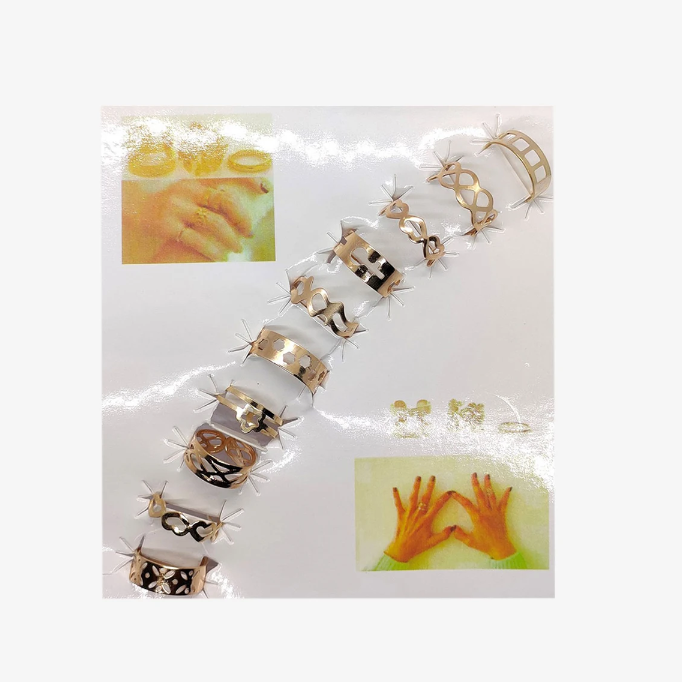 Pack of 10 Stainless Steel Black, Gold and Silver Rings For women Girls ...