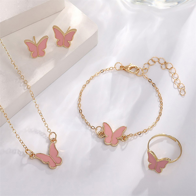 1Set Fashion Exquisite Simple Versatile Butterfly Necklace Bracelet ...