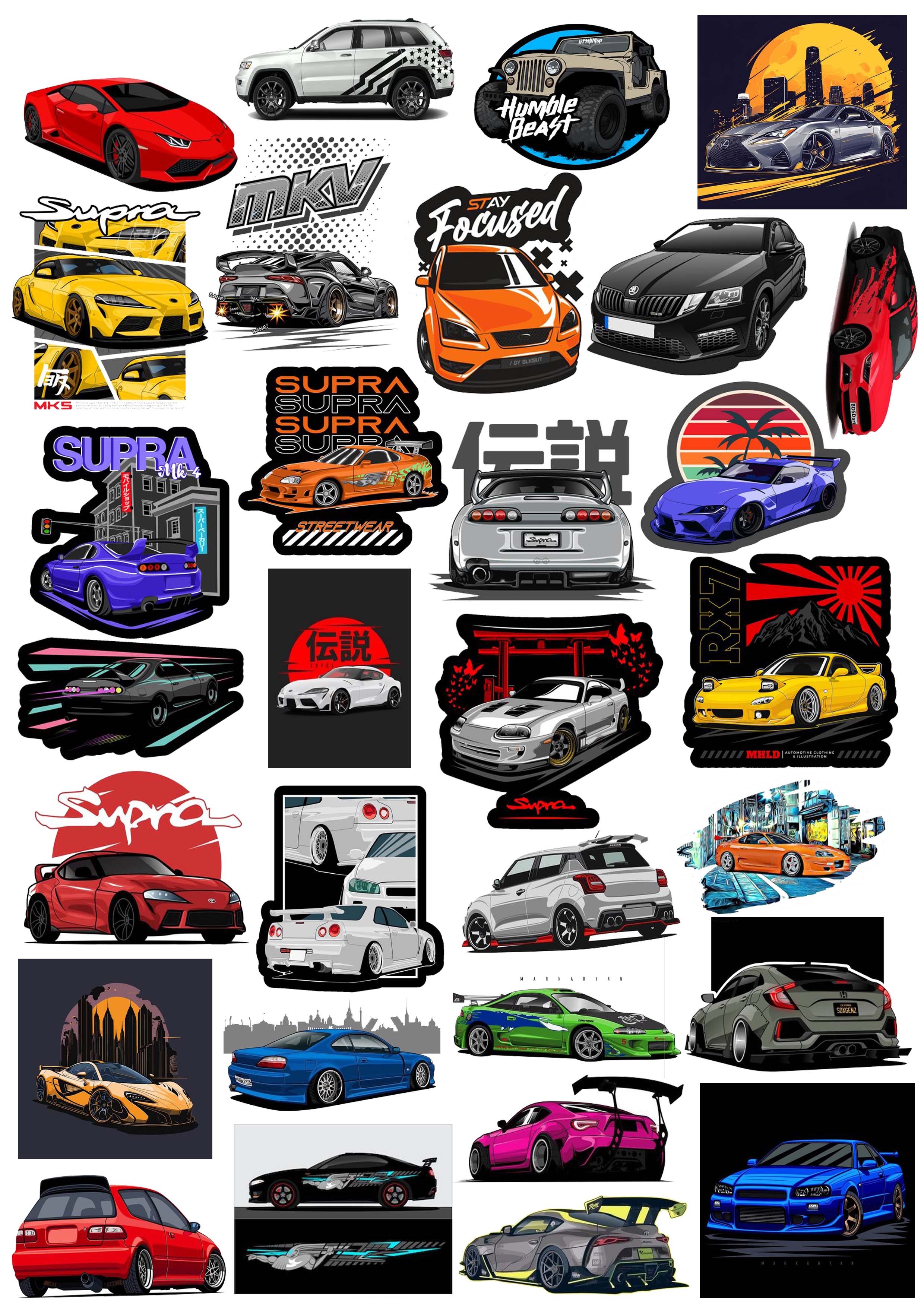 Pack of 30 Car Stickers for Girls Sticker For Boys Stickers - sports ...