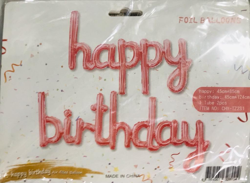 Happy Birthday Balloons Banner | Script/Cursive Letter Balloon Sign for ...