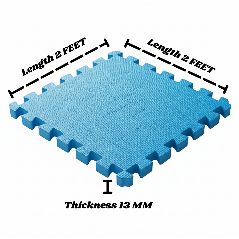 EVA Foam Gym Flooring Mat 2x2 Feet – 13mm Thick Interlocking Floor Mats ...