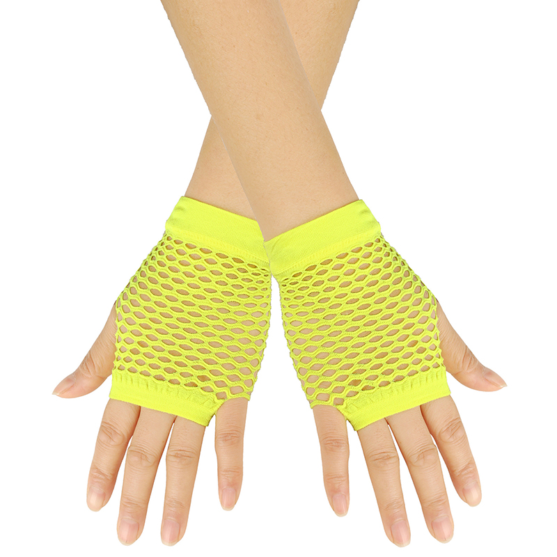 1Pair Womens Short Fishnet Net Gloves Fingerless Mesh Gloves Punk NOVO ...