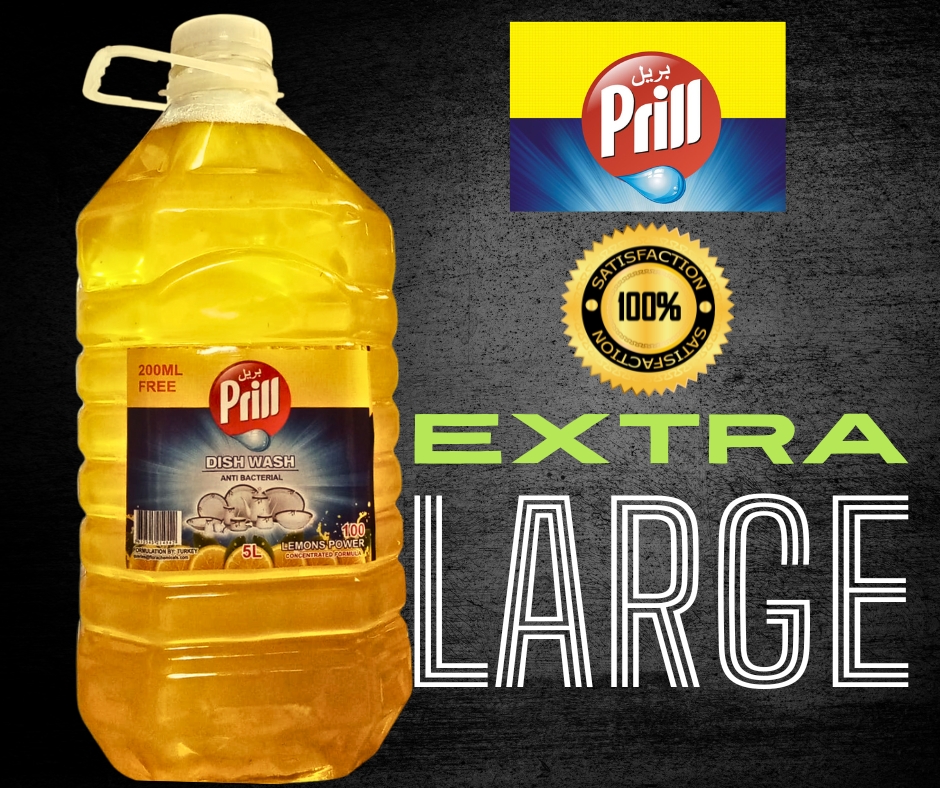 PRILL DISHWASH LIQUID LEMON FLAVOURED 5 LITRE EXTRA LARGE PACK | Daraz.pk