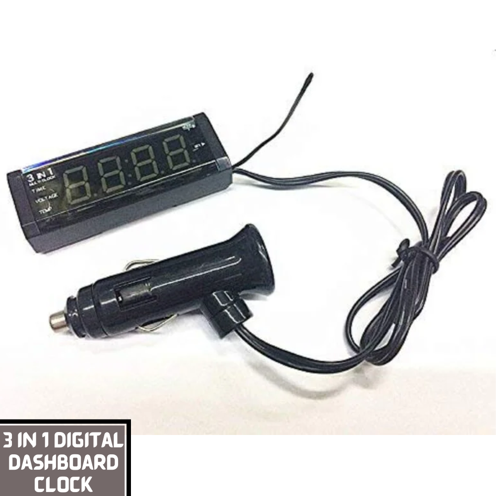 Universal 3 In 1 Car Digital Clock Time Thermometer Voltage LED Display ...