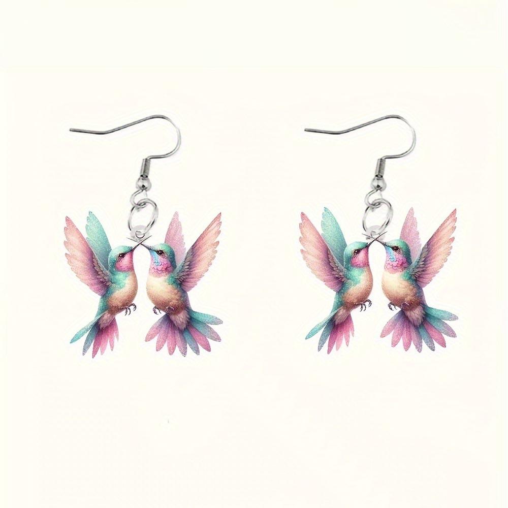 2d Earrings Trendy Bird Shape Colorful Ear Charms Handmade Lightweight ...