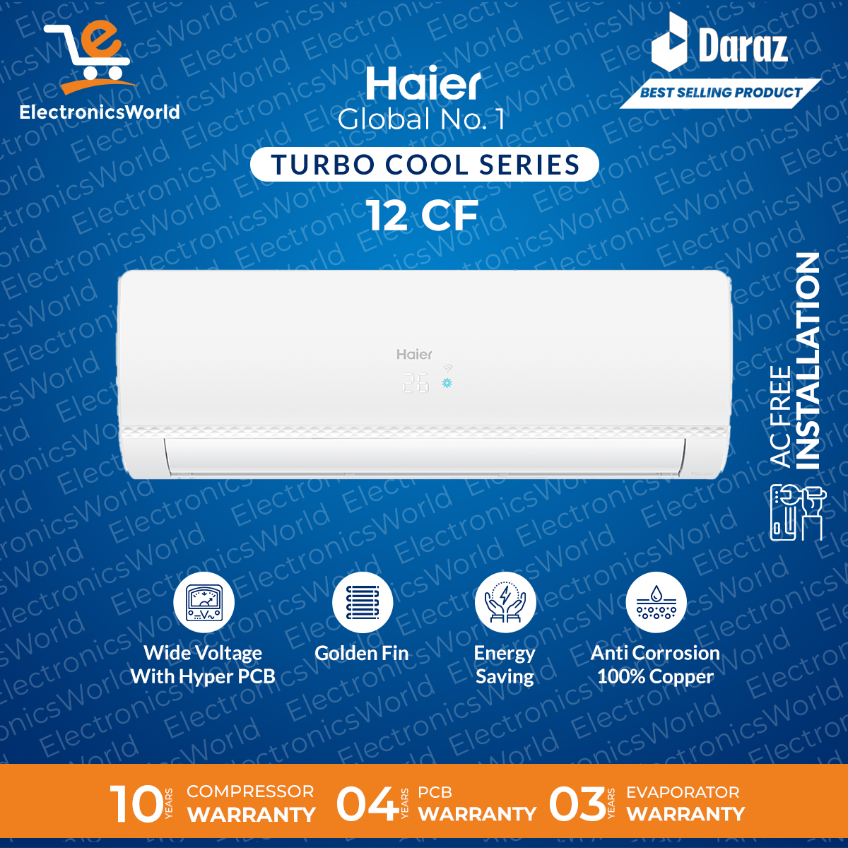 Haier Ac (Turbo Cool Series) 1 Ton | Model AC - HSU-12CF | Turbo ...