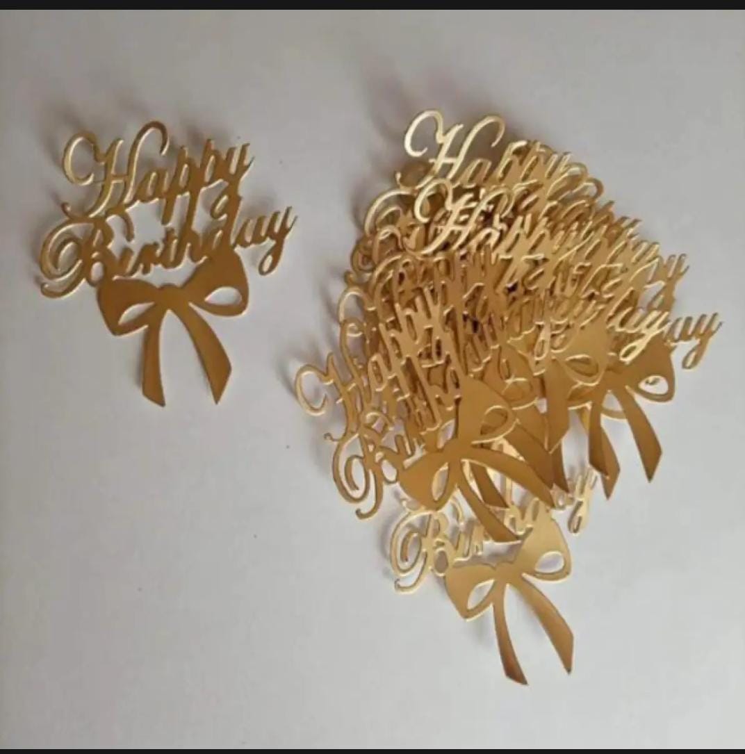 6 PCS UNIQUE GOLDEN HAPPYBIRTHDAY TOPPER FOR CAKE | STYLISH GOLDEN HBD ...