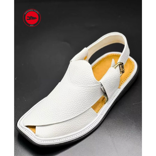 Handmade Captan white chappal with double sole | New Peshawi Chappal ...