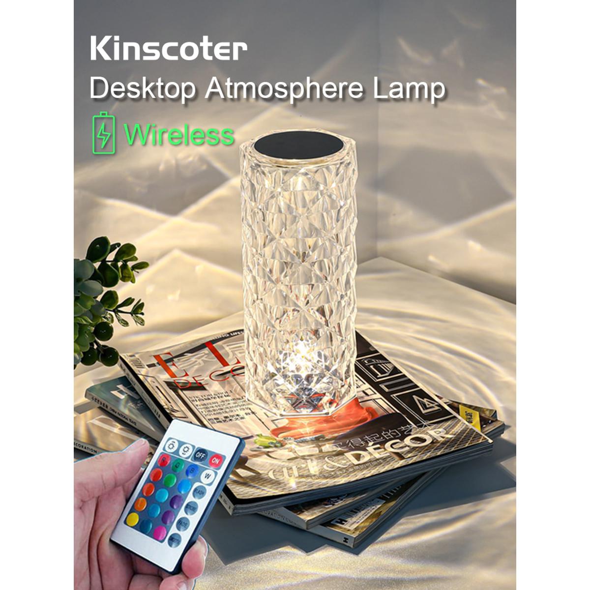 Crystal Lamp LED Rose Light Projector 3/16 Colors Touch Adjustable ...