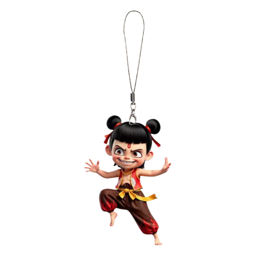 Creative Cartoon Anime Ne Zha 2 Keychain Cute Funny Ne Zha Pendant ...
