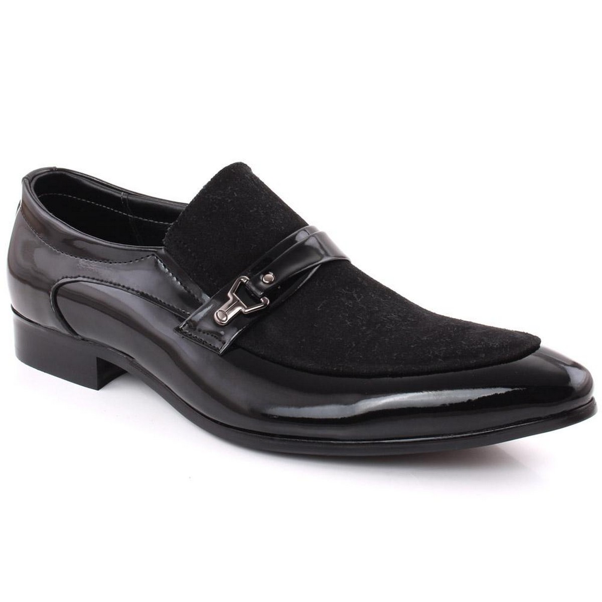 MEN “BRASON” MOC TOE VELVET VAMP PATENT SURFACE FORMAL SHOES GS6595 ...