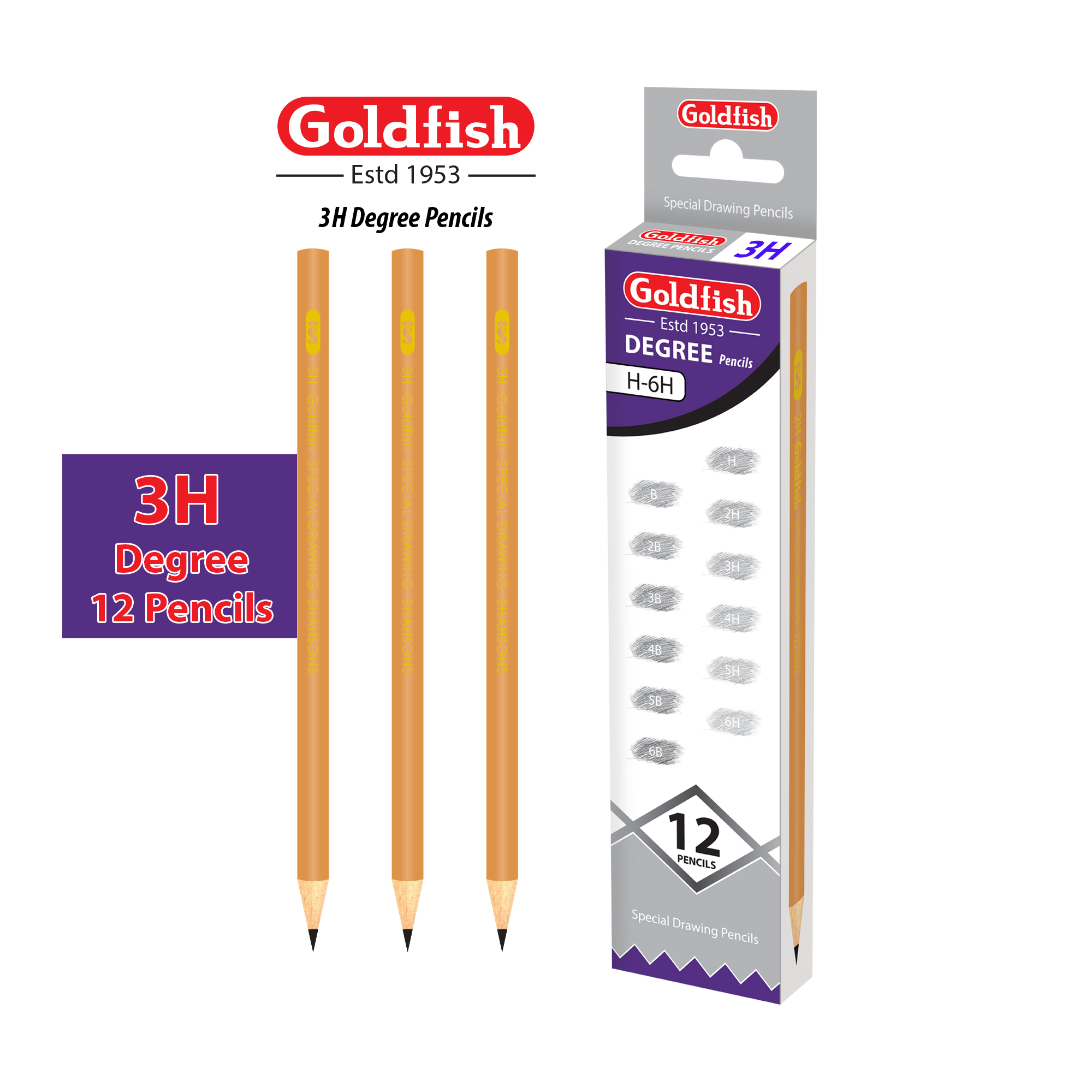 Goldfish Degree 12 Pencil in Cardboard - Available Degree (H - 2H - 3H ...