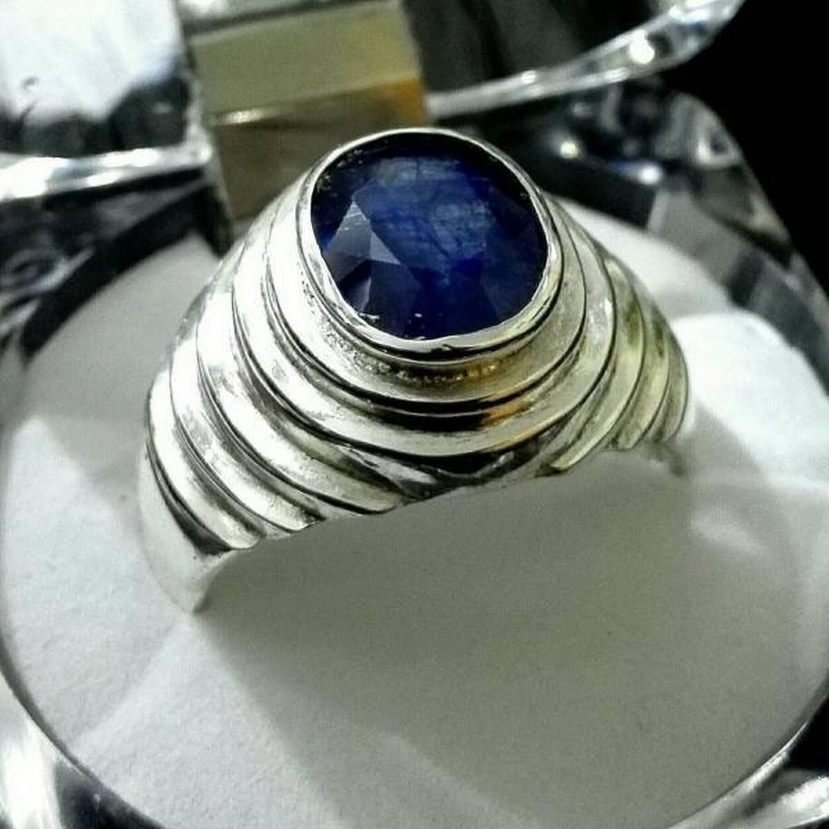 6 Carat Natural Blue Sapphire 925 Sterling Sliver Neelam Ring | Daraz.pk