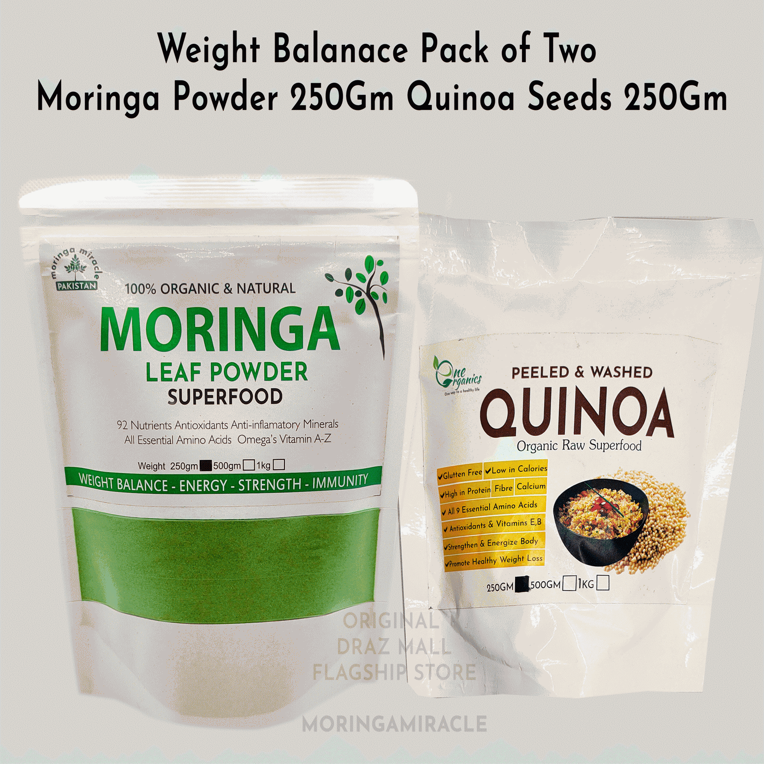 Weight Loose Combo Pack - Moringa Oleifera Leaf Powder 250GM and Quinoa ...