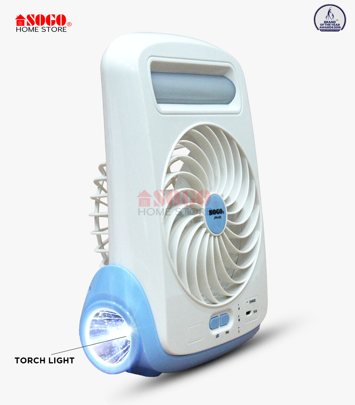 Sogo Rechargeable Mini Table Fan With Torch Light (JPN-402) | Daraz.pk