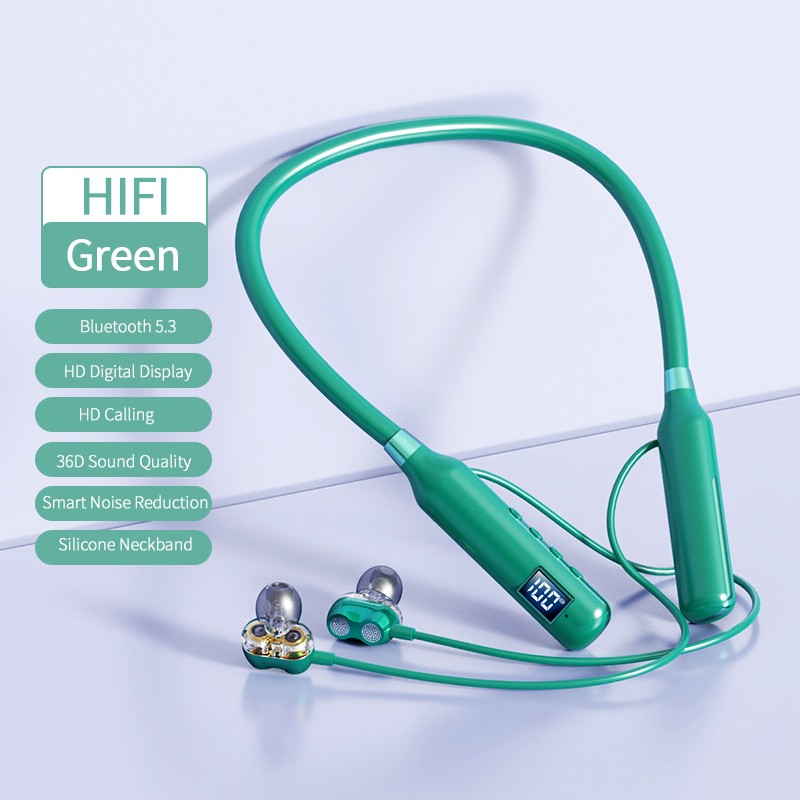 Neckband wireless Bluetooth 5.3 earphone sport earbuds with mic ...