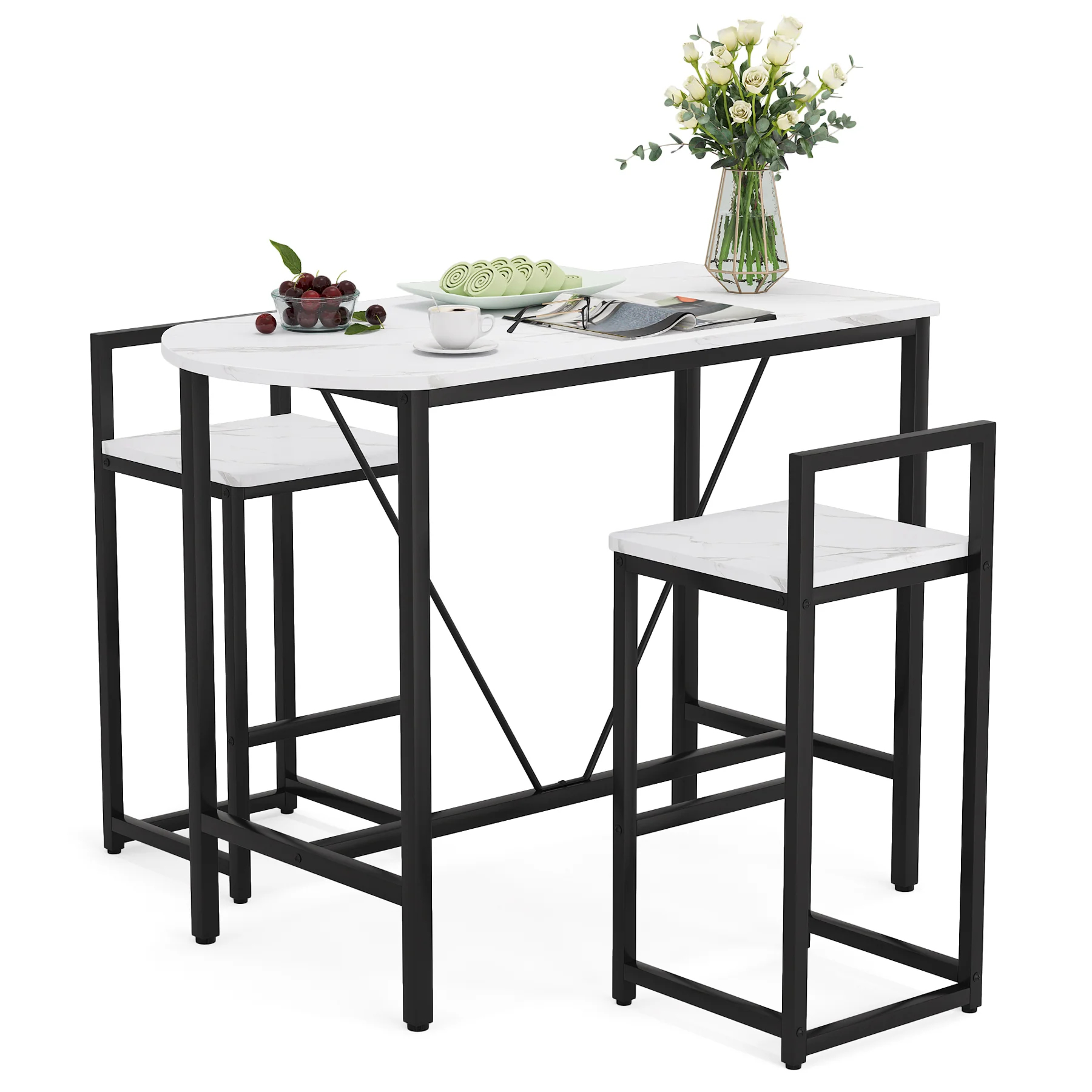 3-Piece Kichen Table Set, Kitchen Pub Dining Table and 2 Stools | Daraz.pk