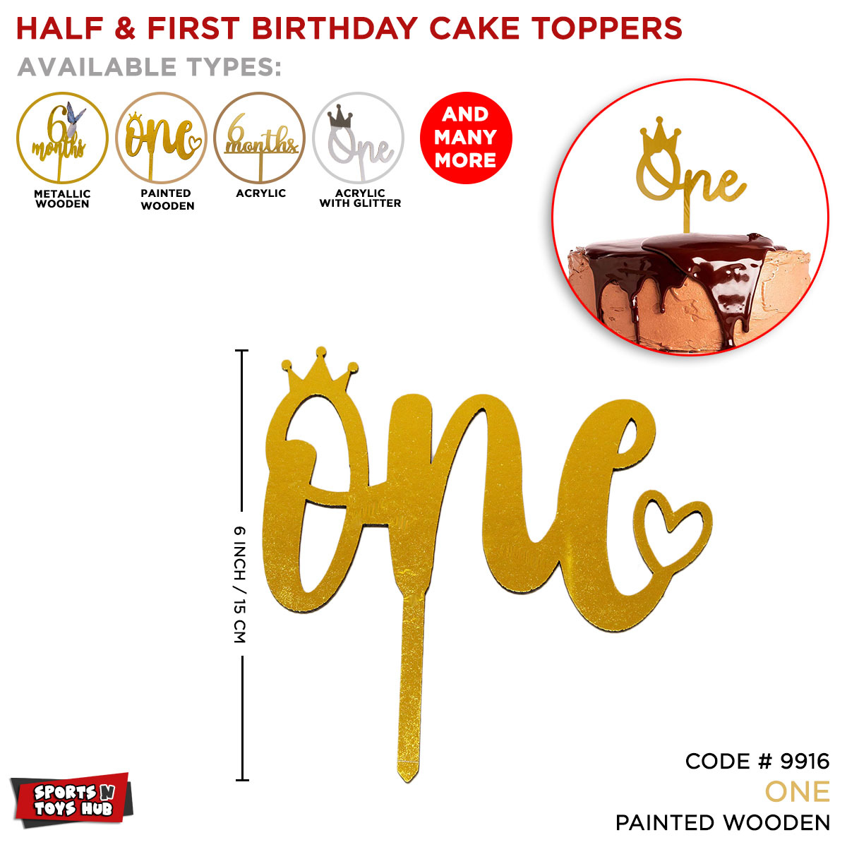 Half Birthday Cake Topper For Half 1/2 Year Old Baby Boy or Girl, Half ...