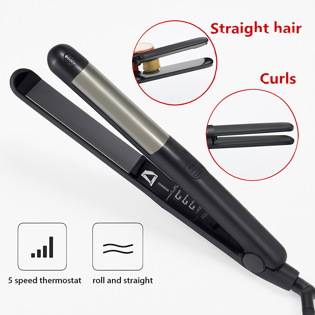 2-in-1 Hair Straightener & Curler | Professional Ceramic Hair Styling ...