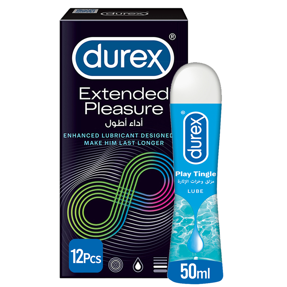 Durex Condoms Extended Pleasure 12 Pcs + Durex Play Tingle Lube 50ml | Daraz.pk