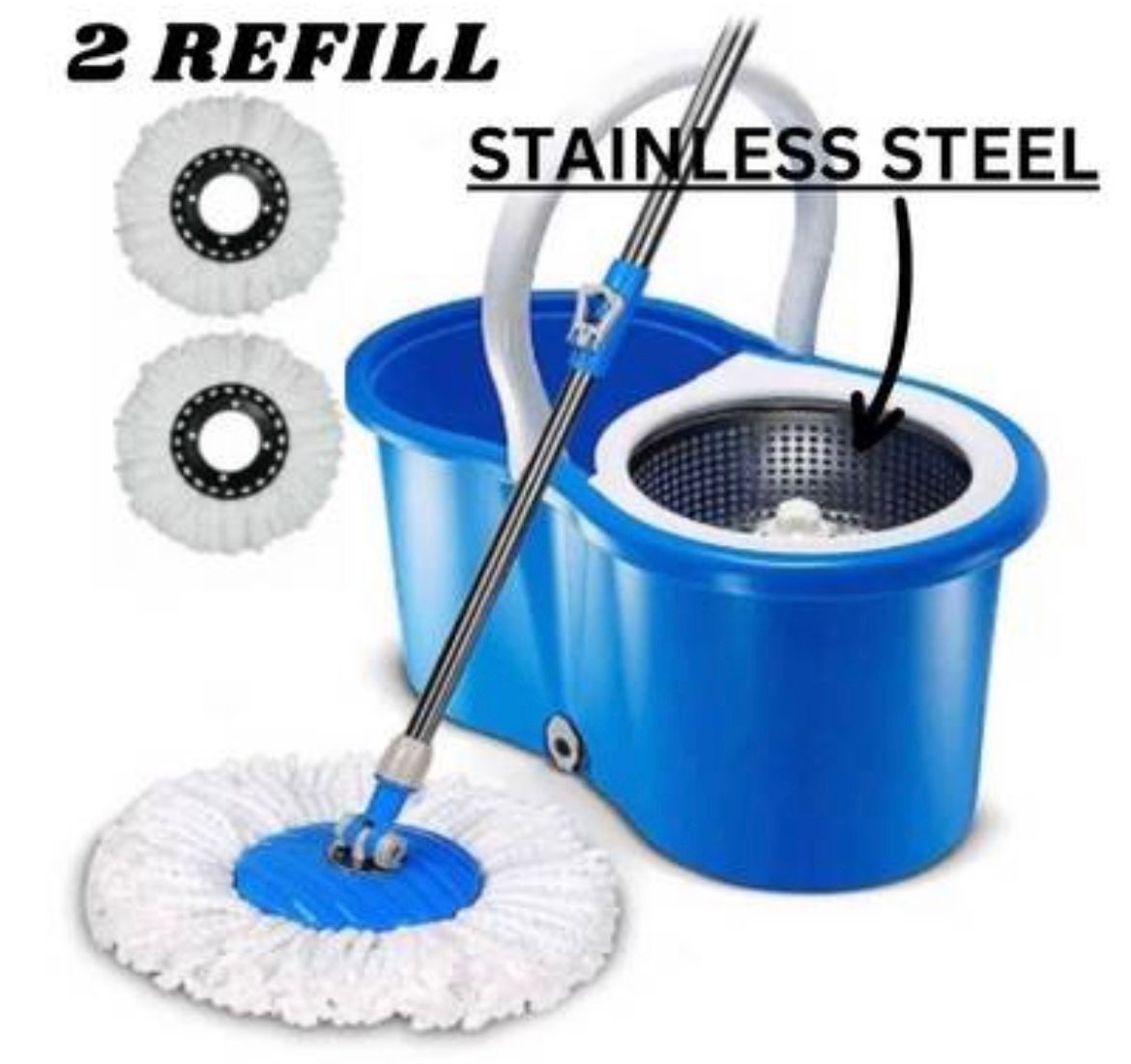 Magic Spin Mop Set - 360 Degree Microfiber Mop Head Home Clean Tools ...