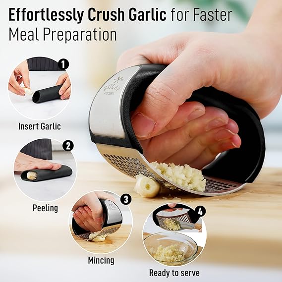 Garlic Presser Garlic Crusher, Stainless Steel Kitchen Garlic Grinder ...