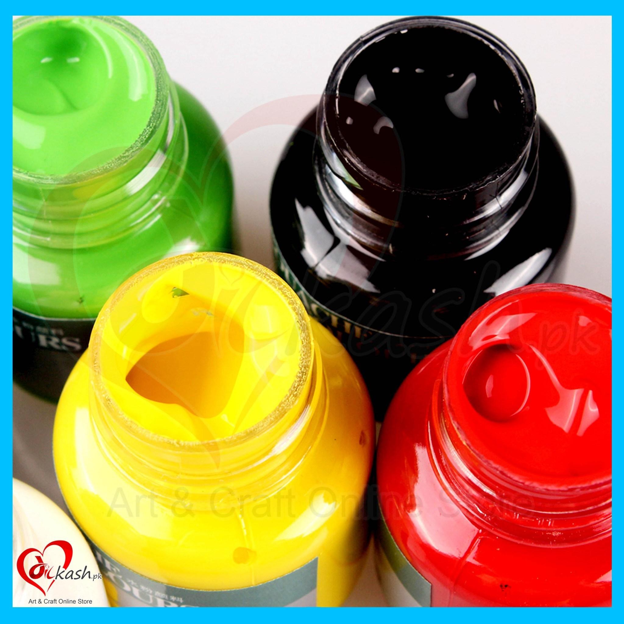 Fabric Paint color 25ml 6 pcs with colour Palette brush and wooden ...
