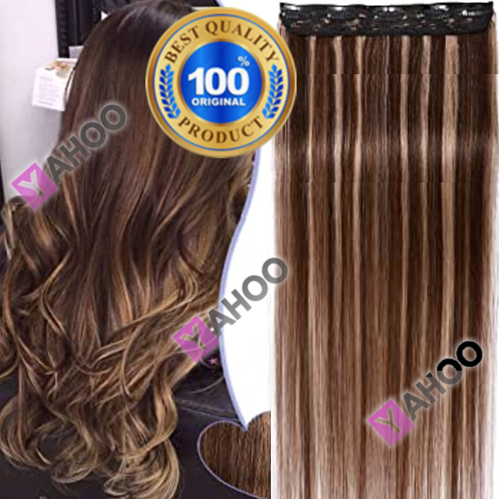 Very Long Hair Extension For Girls Dark Golden Ombre Strong 5 Clips 32 ...