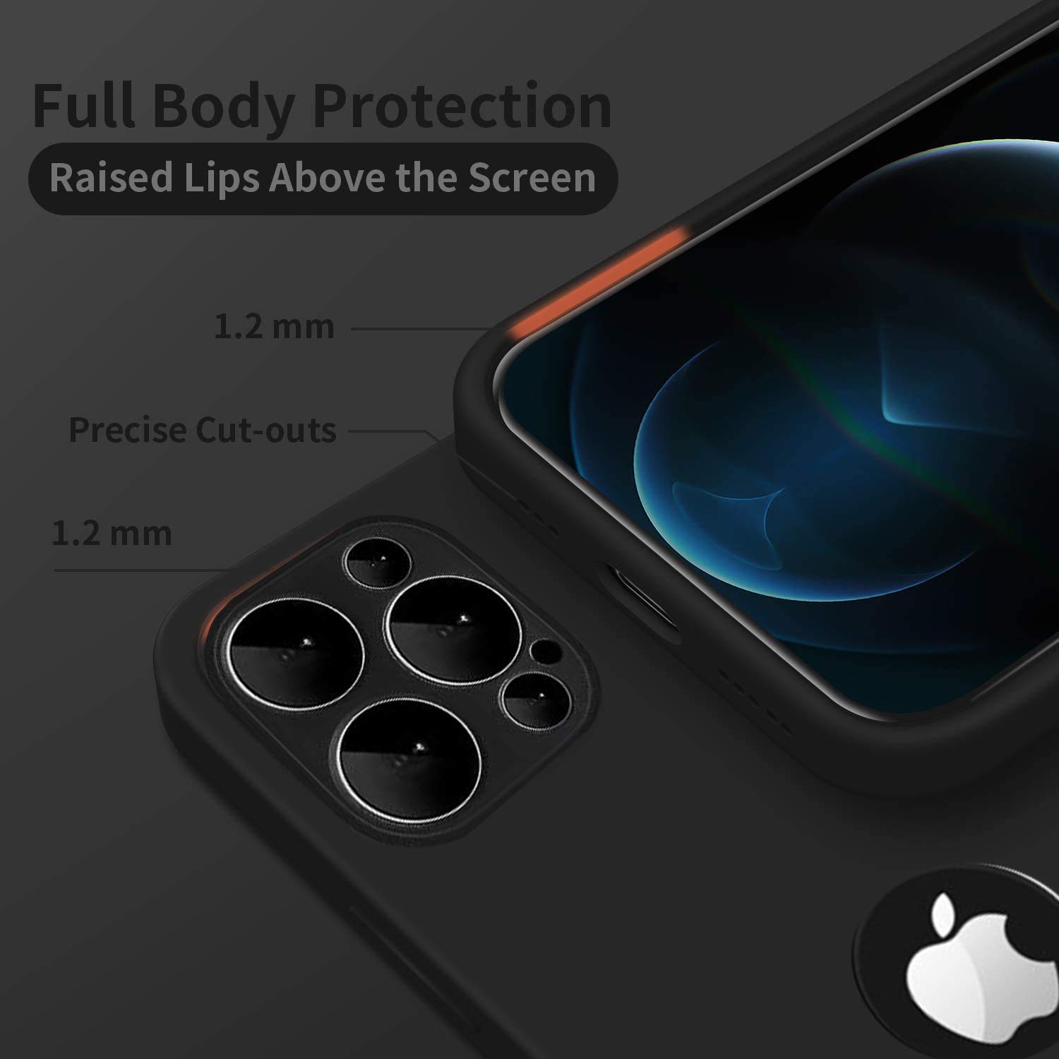 IPHONE 12 PRO MATE BLACK SOFT SILICON BACK COVER | Daraz.pk