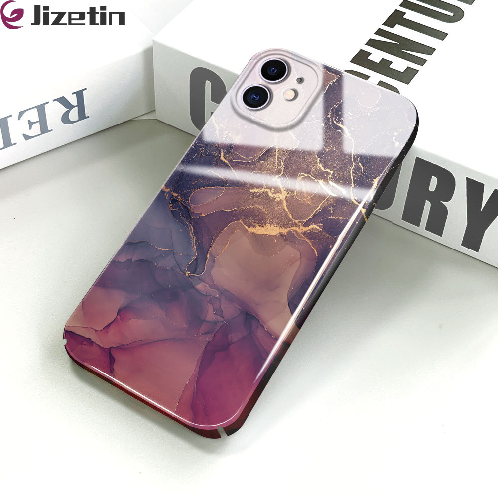 Jizetin for iPhone 11 Back Cover Brillant Marble Luxury Slim Hard ...