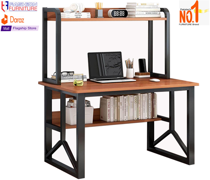 Computer Workstation with Storage Bookcase Shelves, Table, Shelves ...