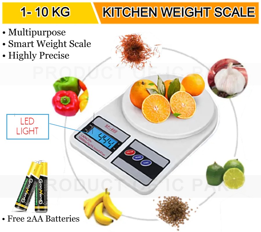 10KG Digital Kitchen Weight Scale - Stainless Steel Kitchen Scale for Accurate Food Measurement ...